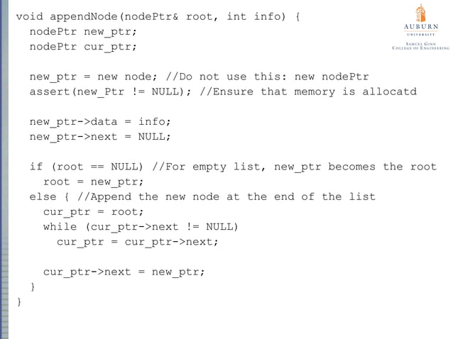 COMP2710: Software Construction - Linked list exercises | PPT