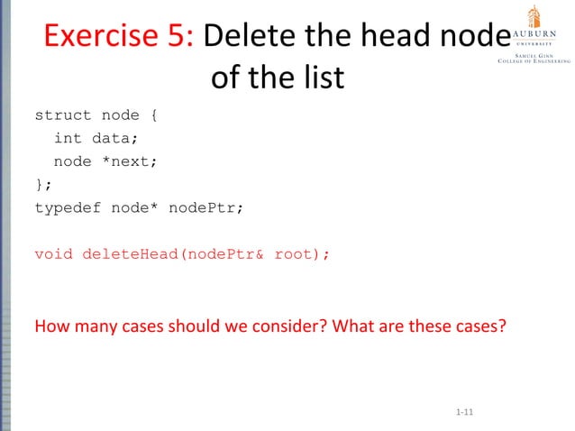 COMP2710: Software Construction - Linked list exercises | PPT