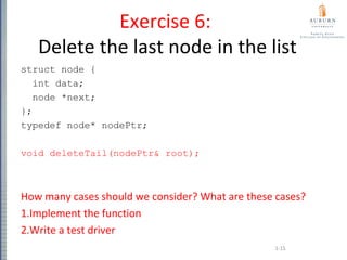 COMP2710: Software Construction - Linked list exercises | PPT
