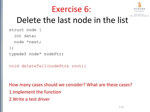 COMP2710: Software Construction - Linked list exercises | PPT