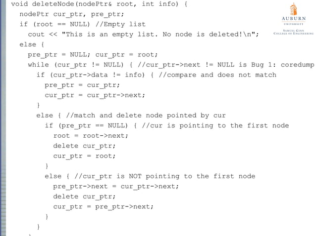 COMP2710: Software Construction - Linked list exercises | PPT