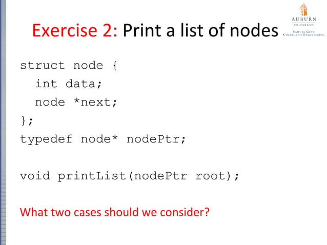 COMP2710: Software Construction - Linked list exercises | PPT