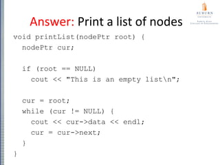 COMP2710: Software Construction - Linked list exercises | PPT