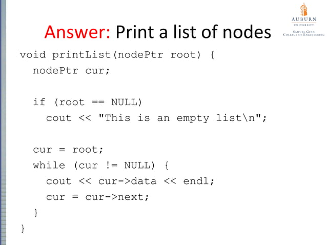 COMP2710: Software Construction - Linked list exercises | PPT