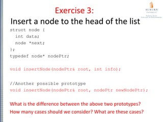 COMP2710: Software Construction - Linked list exercises | PPT