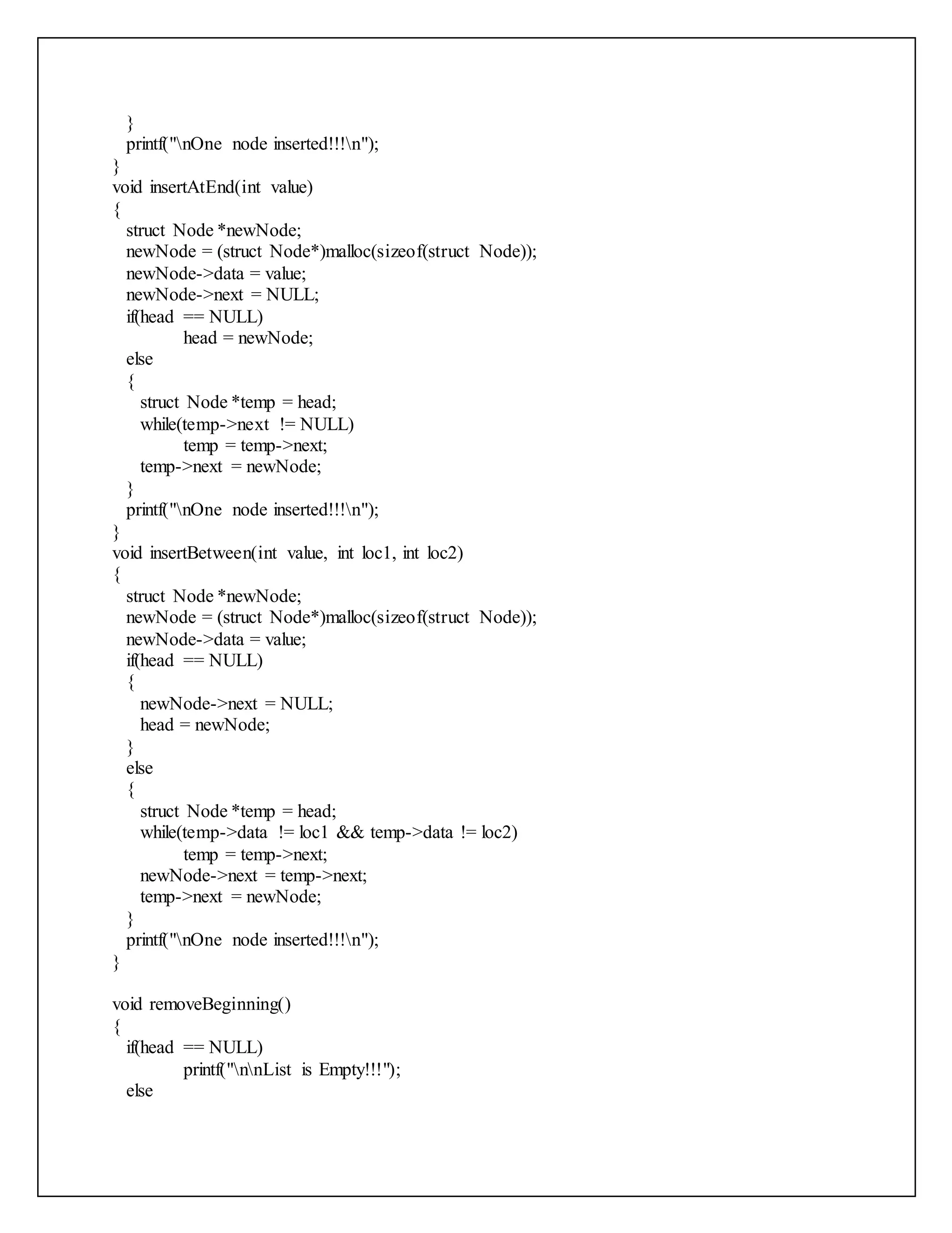Linked list imp of list | DOCX | Programming Languages | Computing