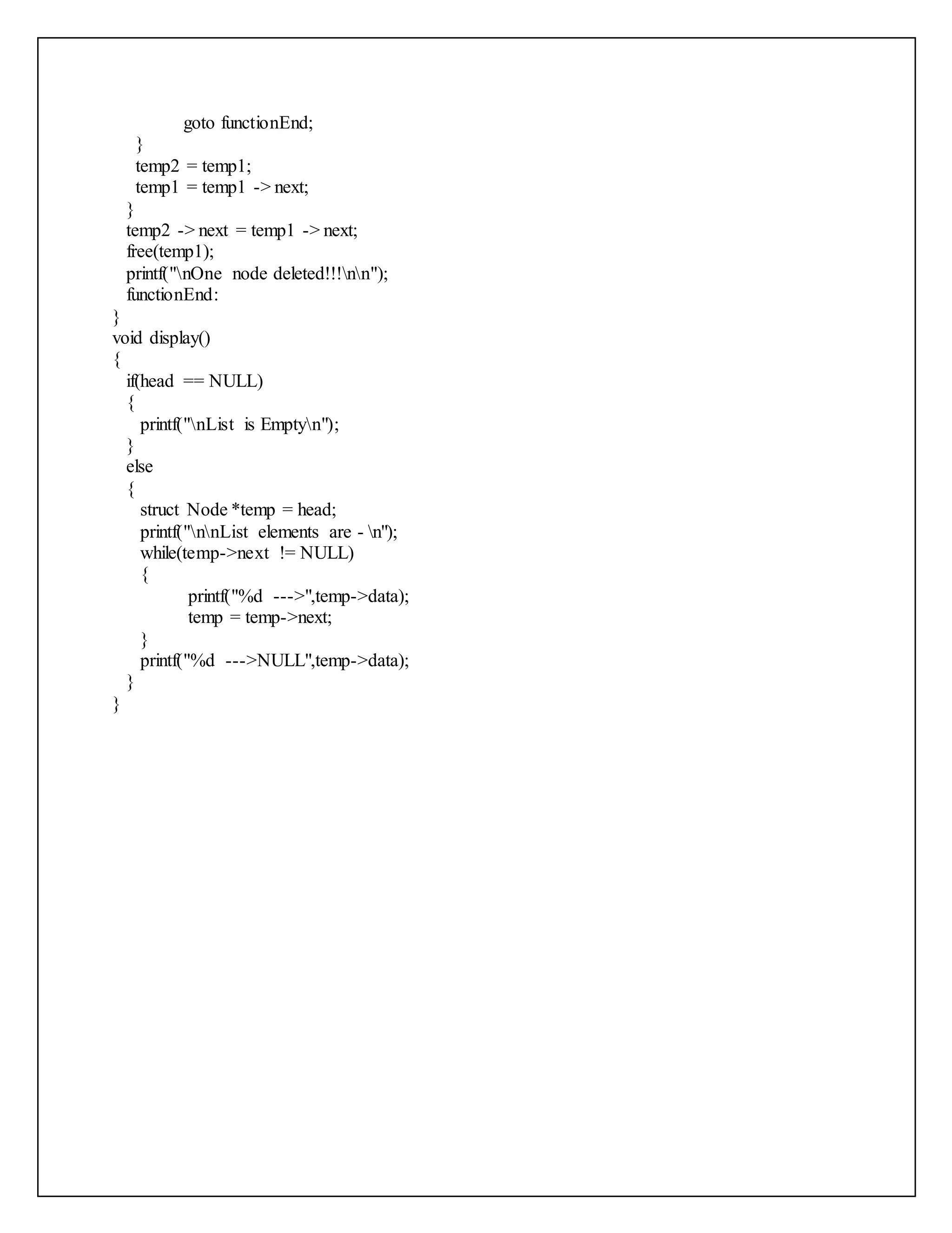 Linked list imp of list | DOCX | Programming Languages | Computing