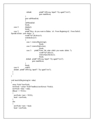 Linked list imp of list | DOCX | Programming Languages | Computing