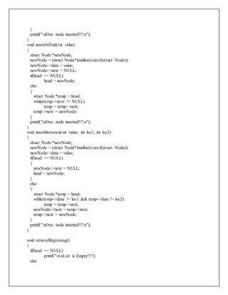 Linked list imp of list | DOCX | Programming Languages | Computing
