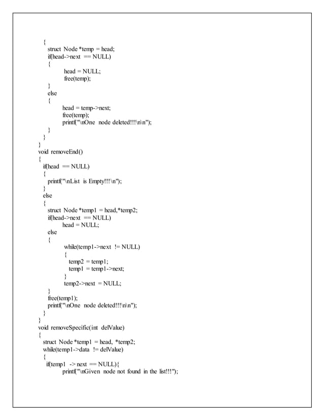 Linked list imp of list | DOCX | Programming Languages | Computing