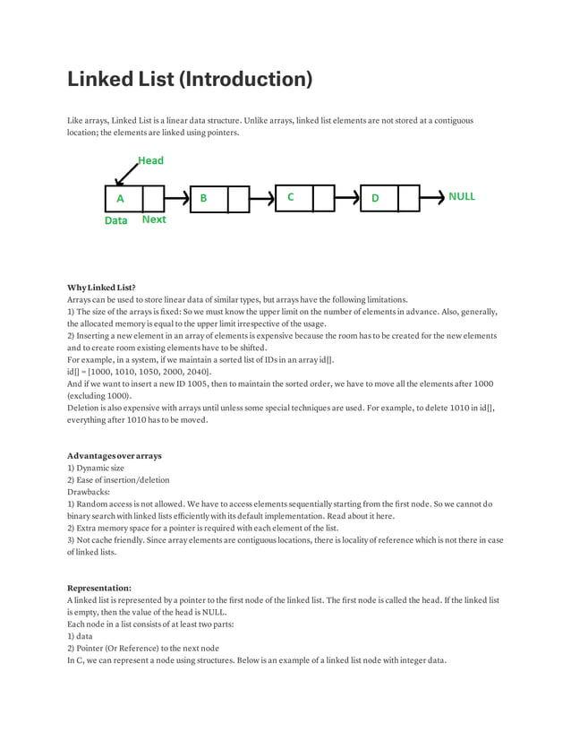 Linked list (introduction) 1 | PDF