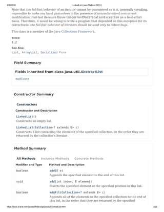 Linked list (java platform se 8 ) | PDF