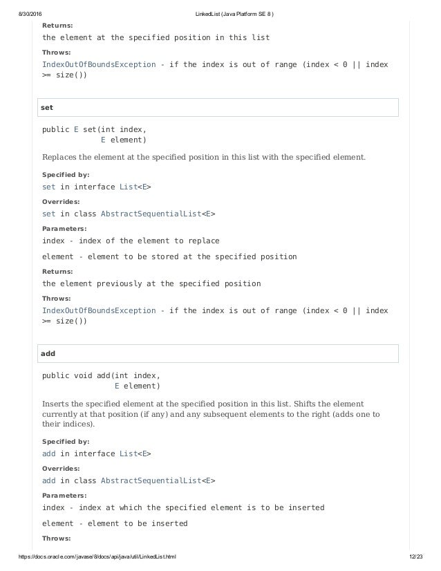 Linked List Java Platform Se 8