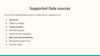 Linked servers (Database Links) in MS SQLSERVER | PDF | Databases | Computer Software and ...