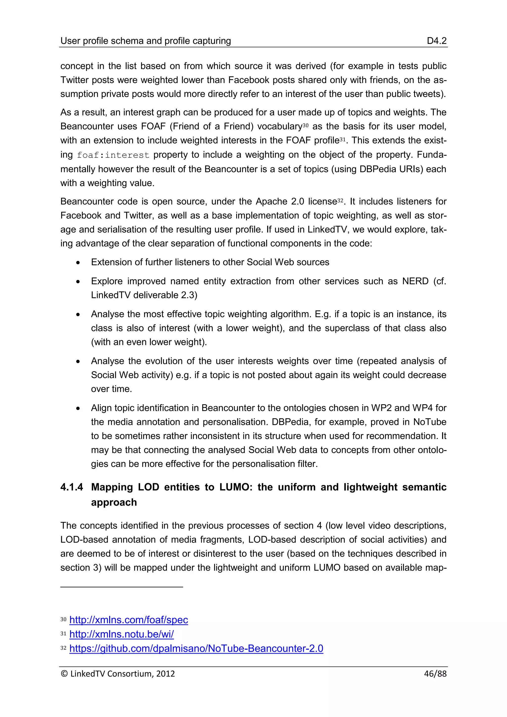 D4.2. User Profile Schema and Profile Capturing | PDF