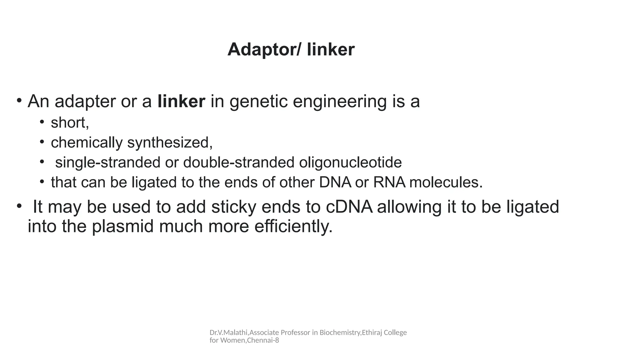 Presentation on Linkers &Adapters used in rDNA Technology | PPTX