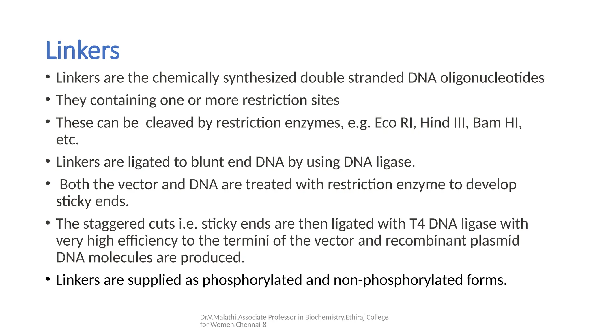 Presentation on Linkers &Adapters used in rDNA Technology | PPTX