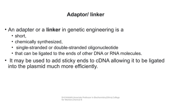 Presentation on Linkers &Adapters used in rDNA Technology | PPTX