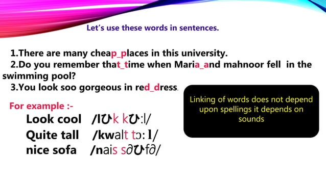 Linking in phonetic [linguistic] | PPTX | Digital Audio | Computer ...