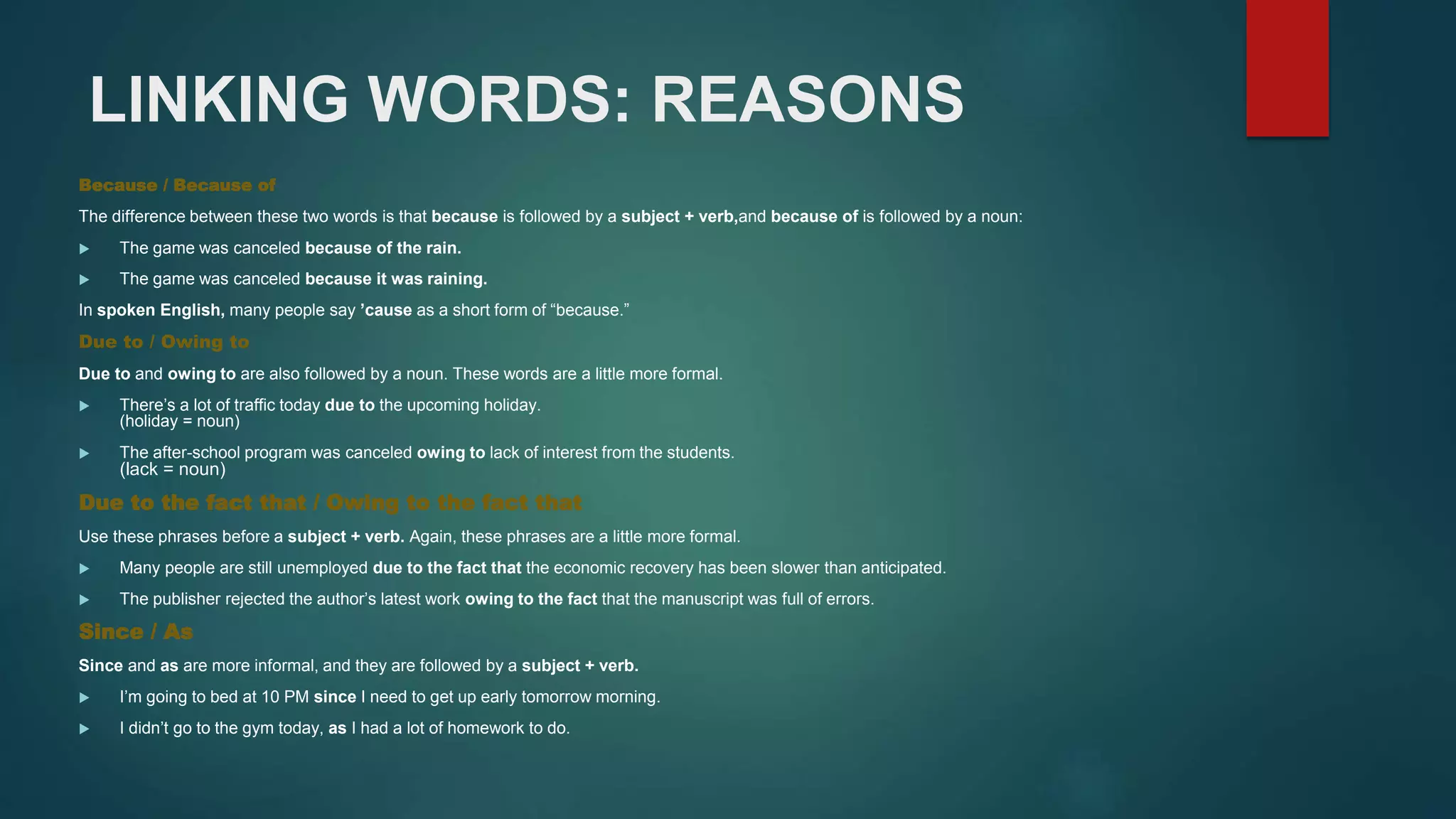 Linking words- ale puentes | PPT