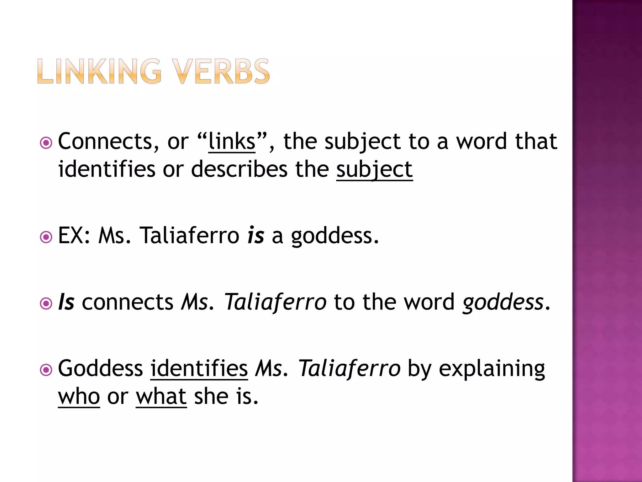Linking & Being Verbs | PPTX | Internet for Beginners | Internet