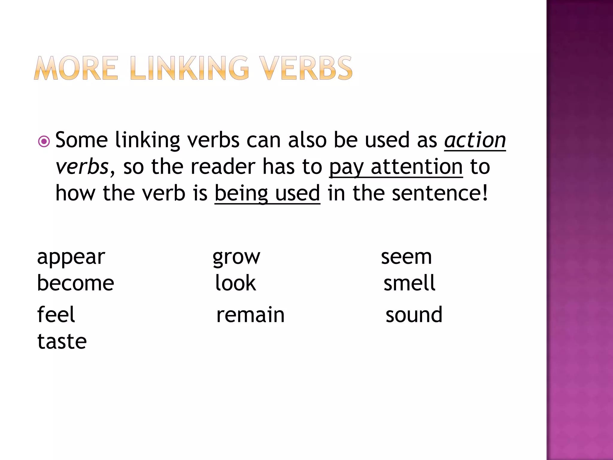 Linking Verbs | PPTX