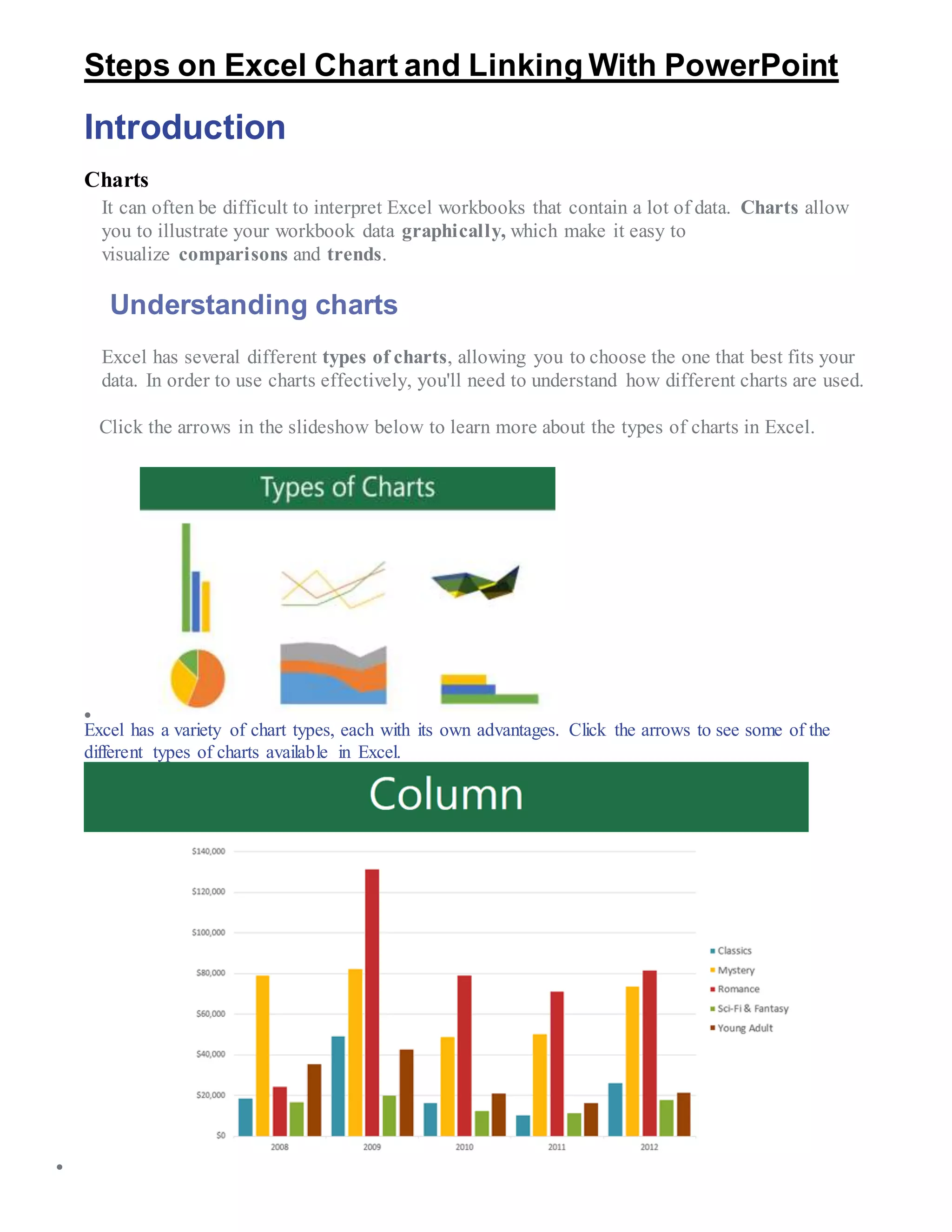 Linking chart from excel with power point | DOCX