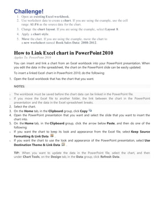 Linking chart from excel with power point | DOCX
