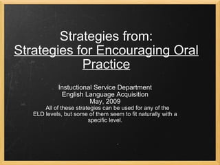 Oral Language Strategies | PPT