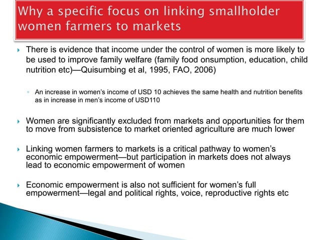 Linking farmers to markets: Patterns of market participation, decision ...