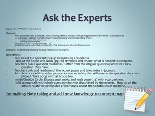 Linking literacy with science inquiry | PPTX