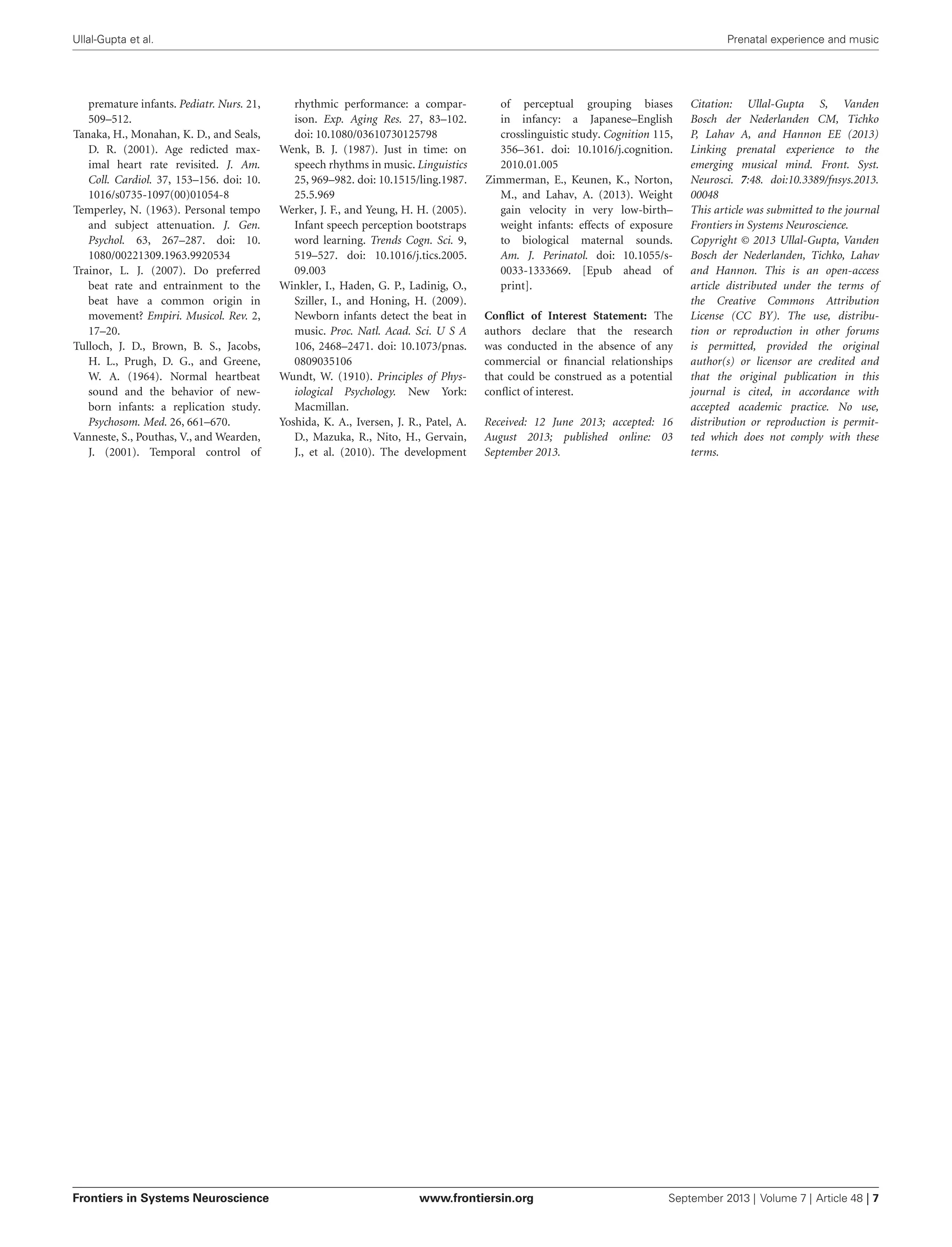 Linking prenatal experience to the emerging musical mind | PDF