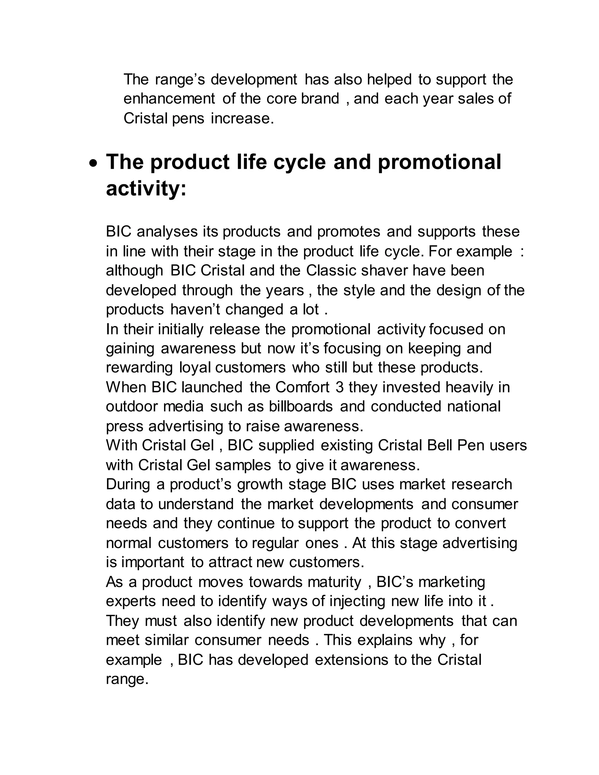 Linking promotional activity to the product life cycle (BIC case study) | DOCX | Shaving ...