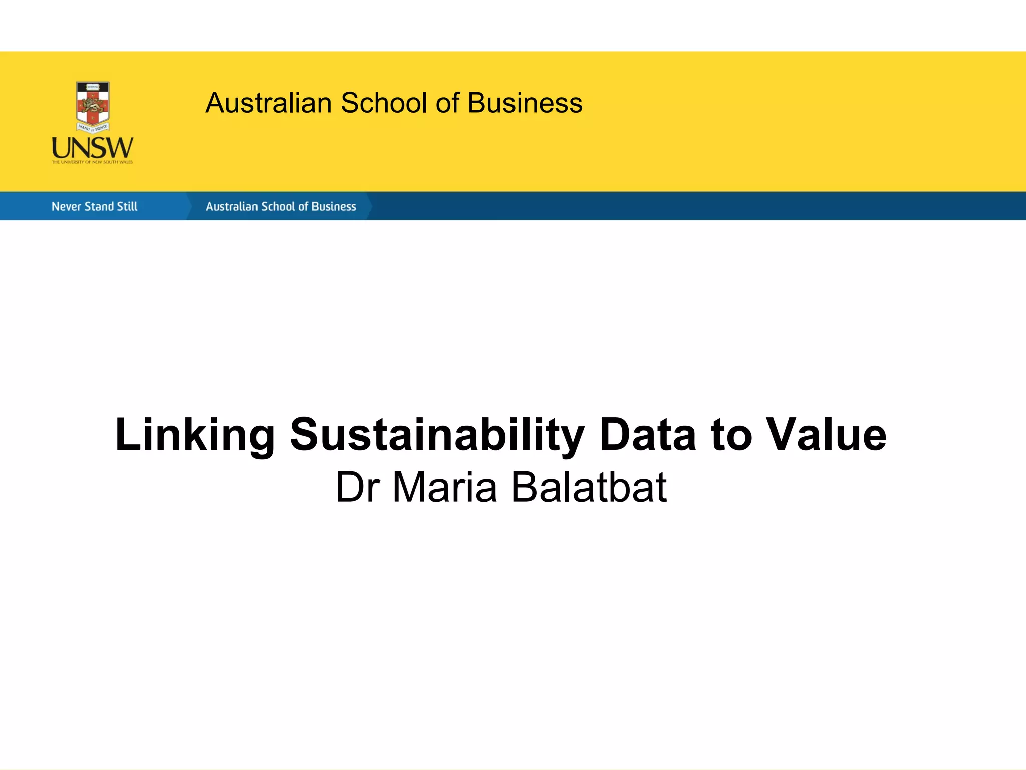 @GRIAusConf_Linking Sustainability Data To Value - Maria Balatbat | PPT