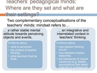 Linking various approaches teachers' pedagogical mindset and moral ...