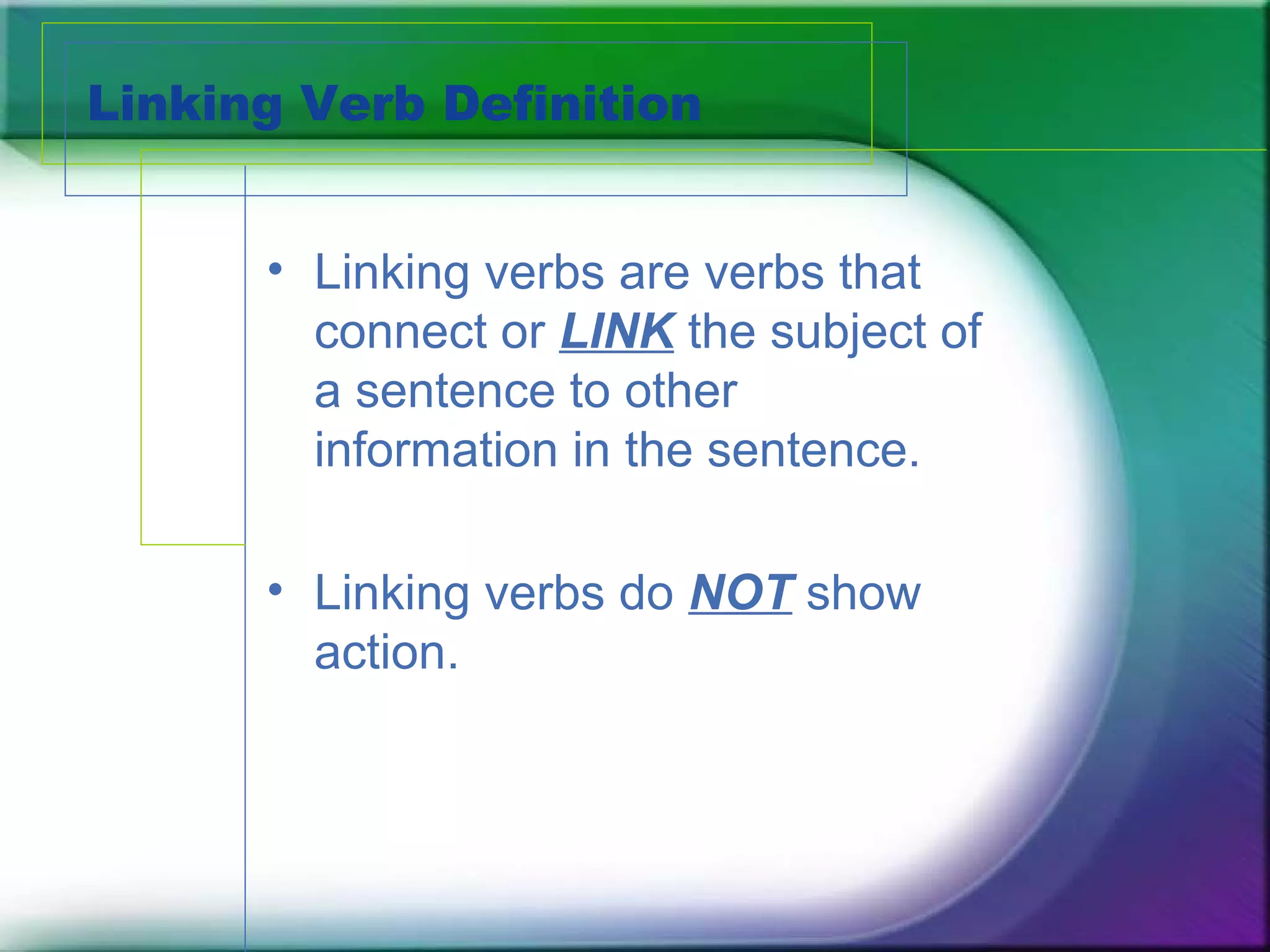 Linking verbs | PPT