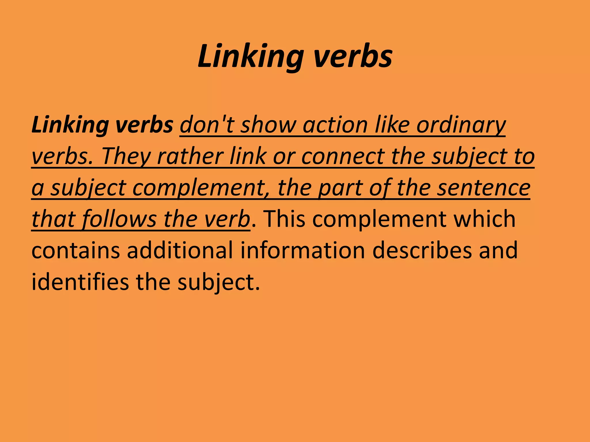 Linking verbs | PPT