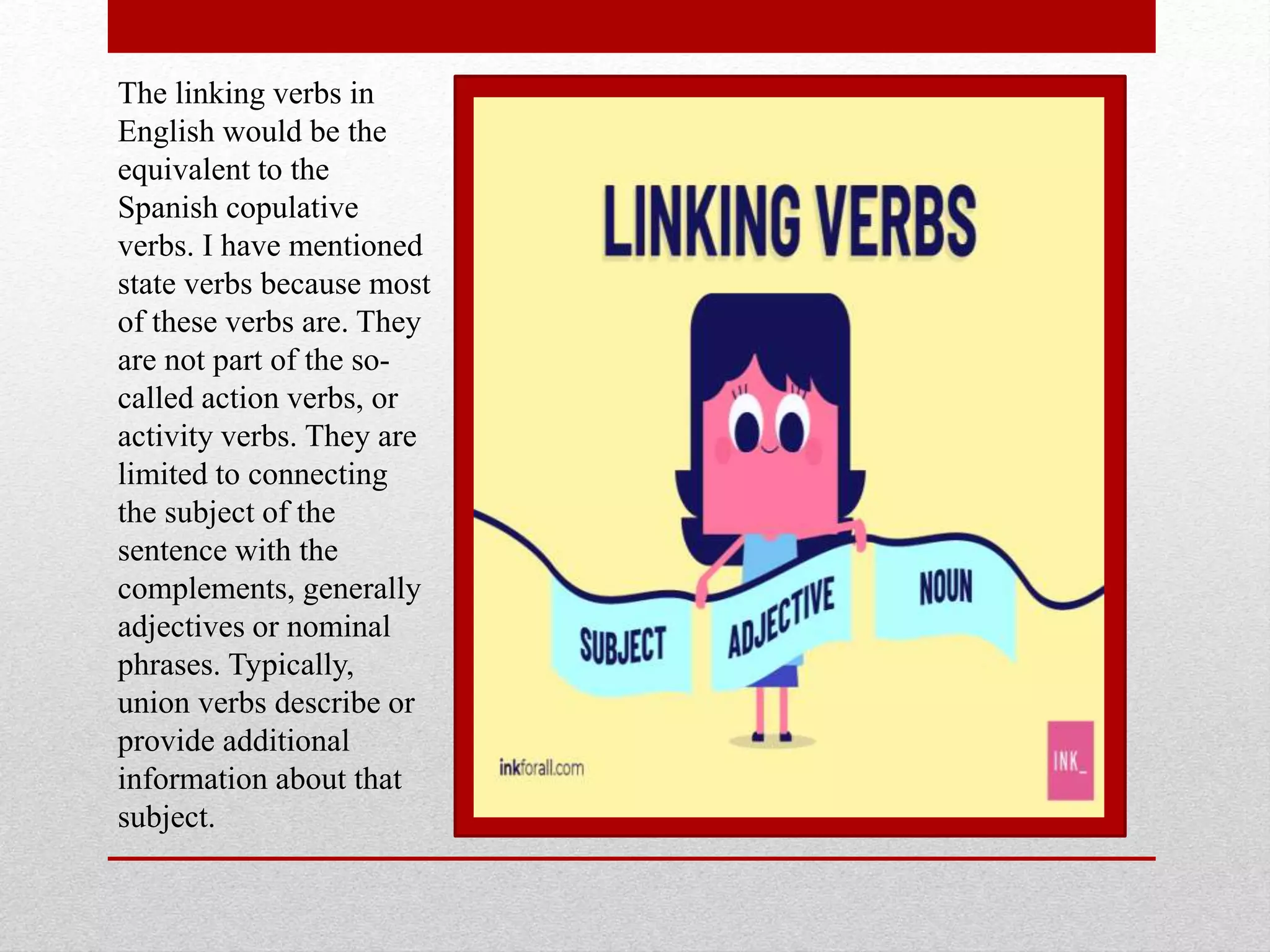 MAPA MENTAL SOBRE LOS LINKING VERBS | PPTX