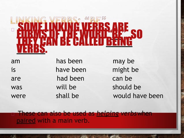 Linking verbs.pptx | Programming Languages | Computing