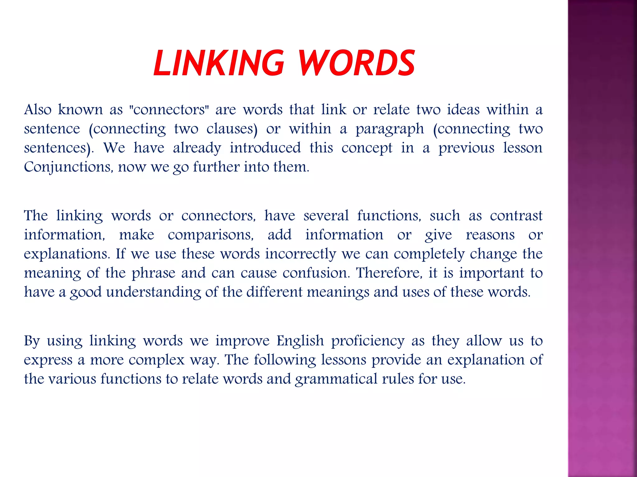 Linking words | PPTX