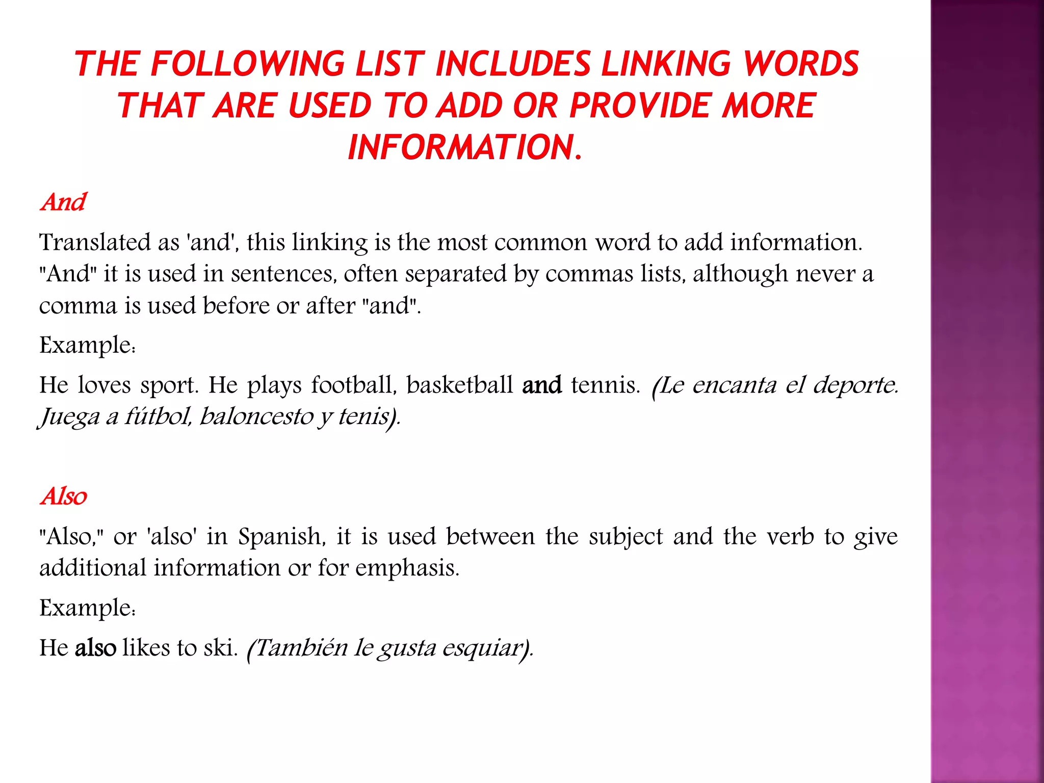 Linking words | PPTX