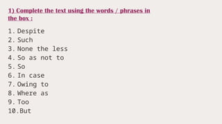 Comprehensive Guide to Linking Words and Phrases in English Grammar | PPTX