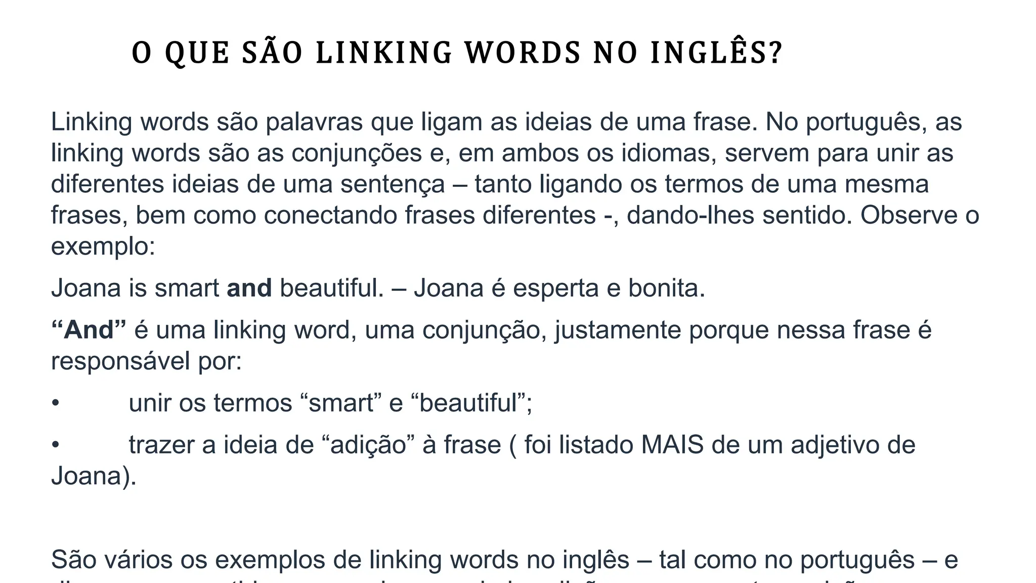 Linking words 9 ano - conectivos em inglês | PPTX