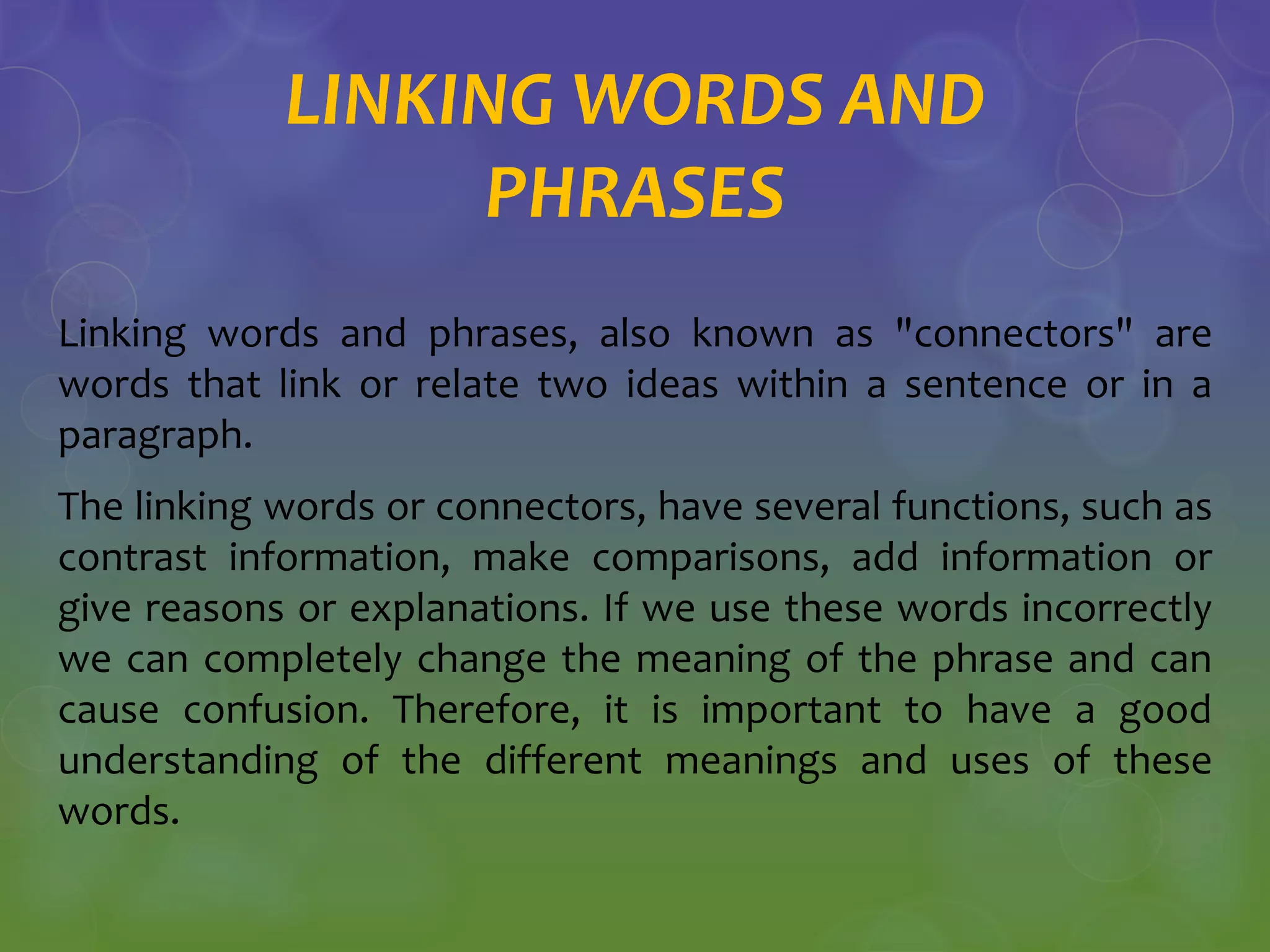 Linking words and phrases | PPTX