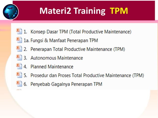 Link MATERI & RENCANA Training _"TOTAL PRODUCTIVE MAINTENANCE (TPM)". | PPTX