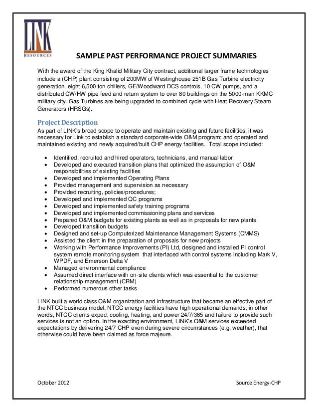 Link SDVOSB Past Performance Summaries