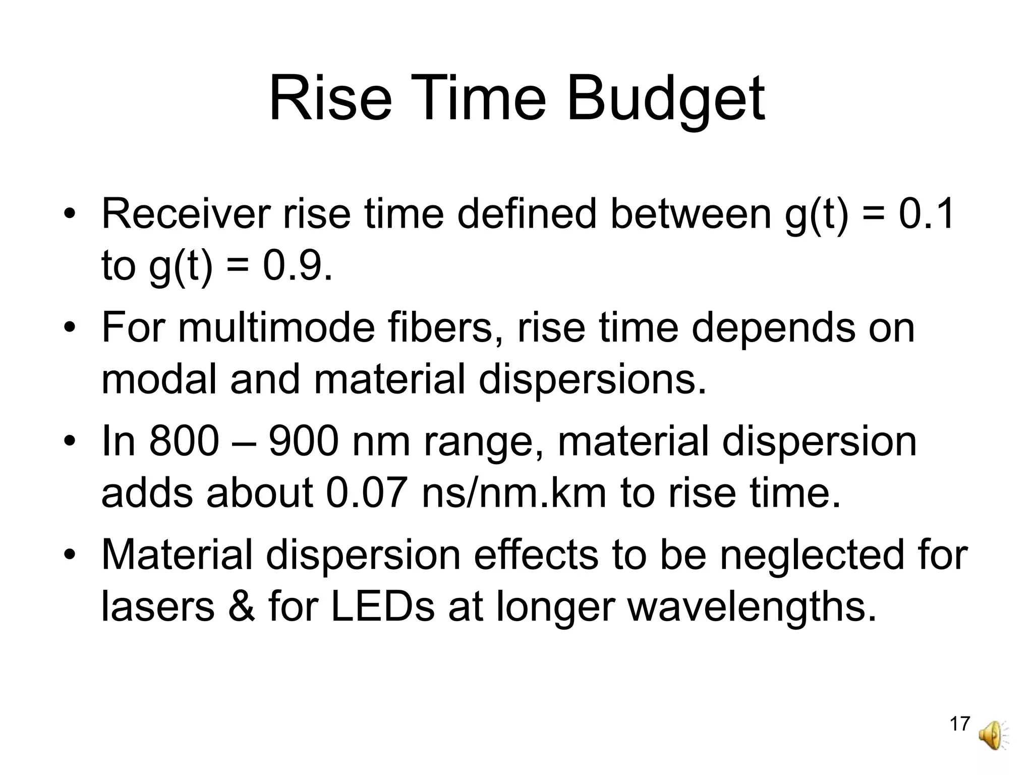 Link power and rise time budget analysis | PPT