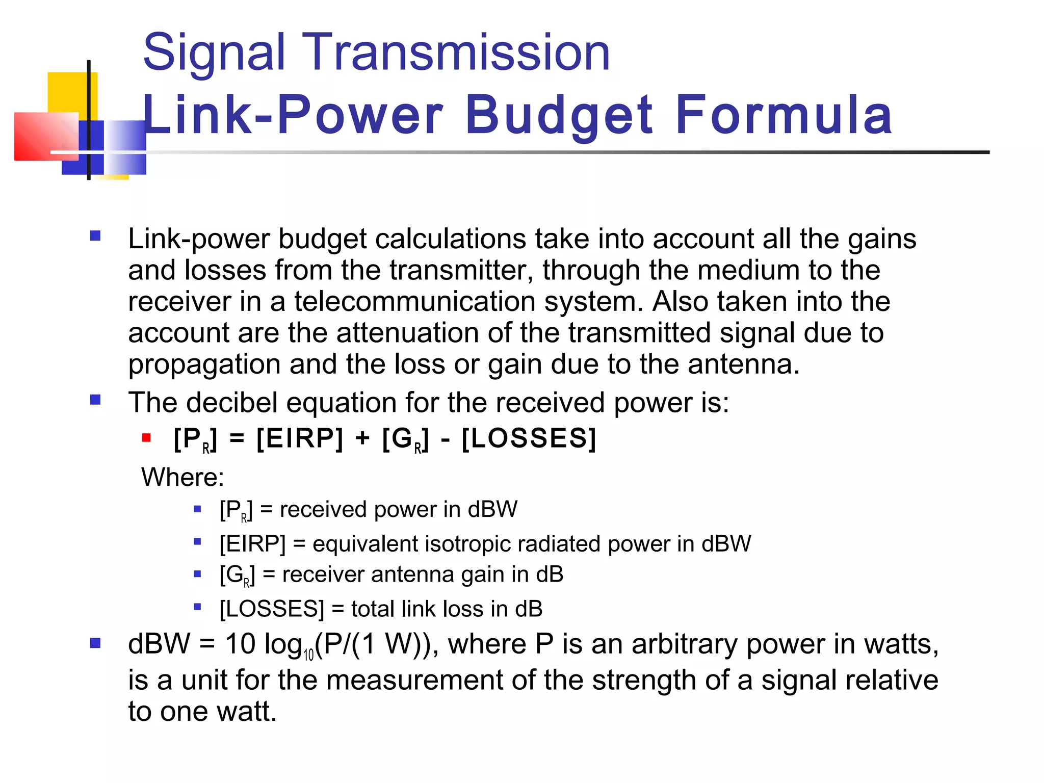 Link Power Budget Calculation and Propagation Factors for Satellite ...