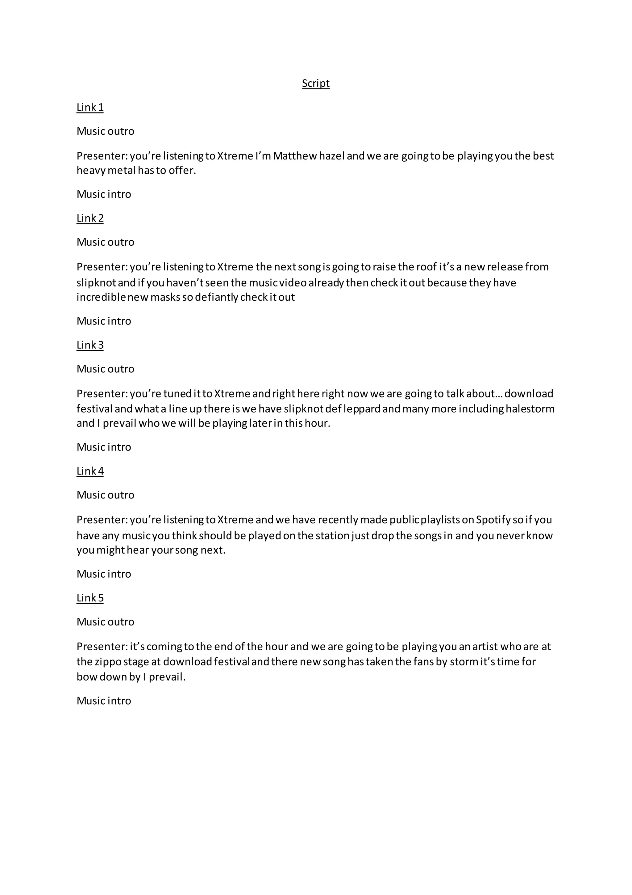 Xtreme Link script | DOCX