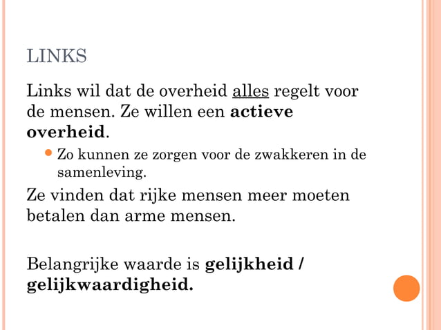 Links en rechts politiek | PPT